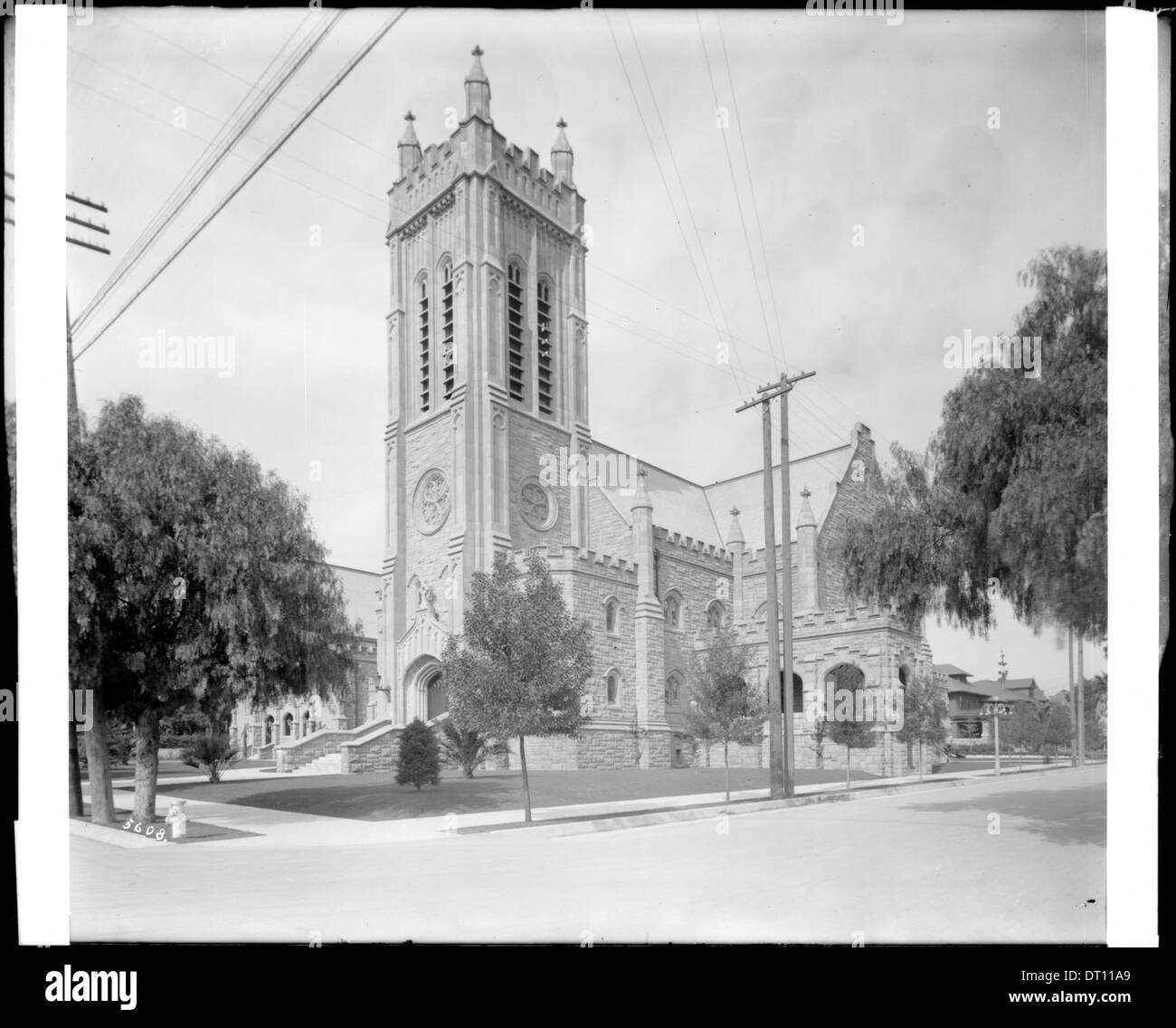 The exterior view of Pasadena's First Presbyterian Church, captured in ...