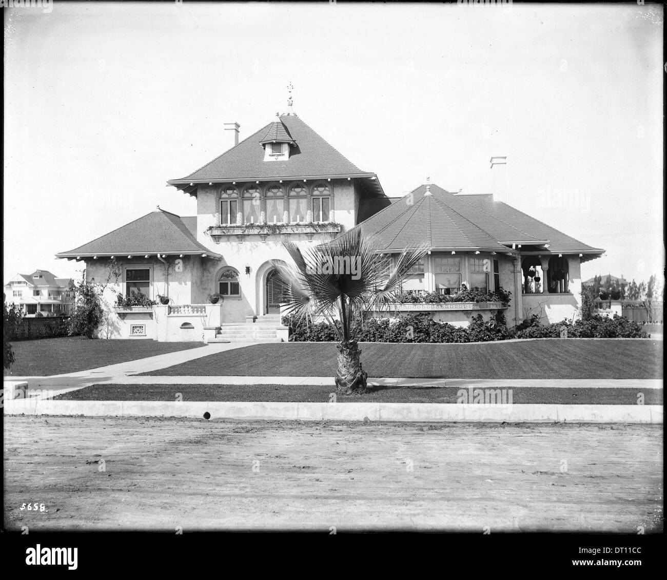 A photograph showing the exterior of the A. C. Freeman residence in Los ...