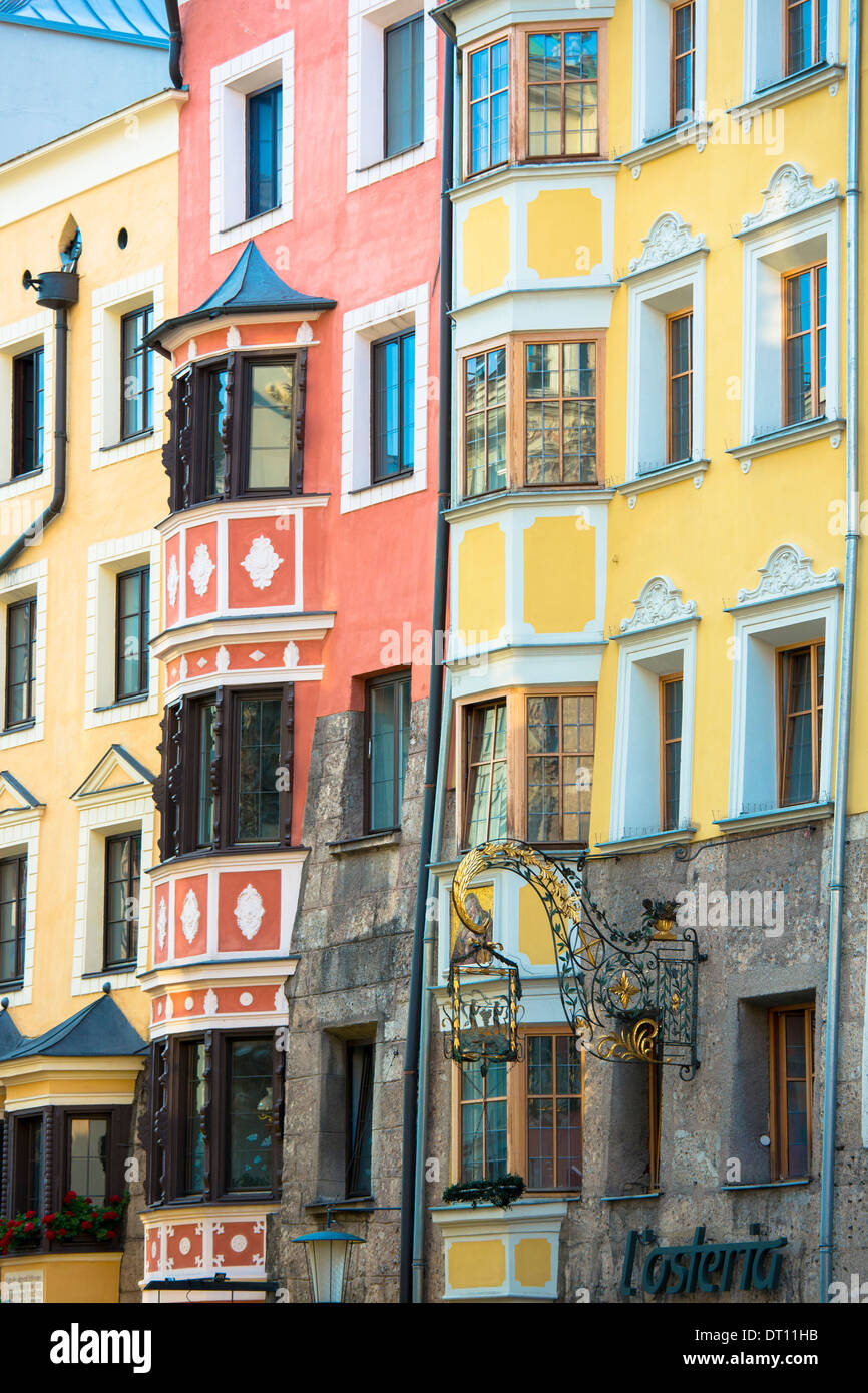 Traditional Tyrolean ornate architecture in Innsbruck in the Tyrol ...