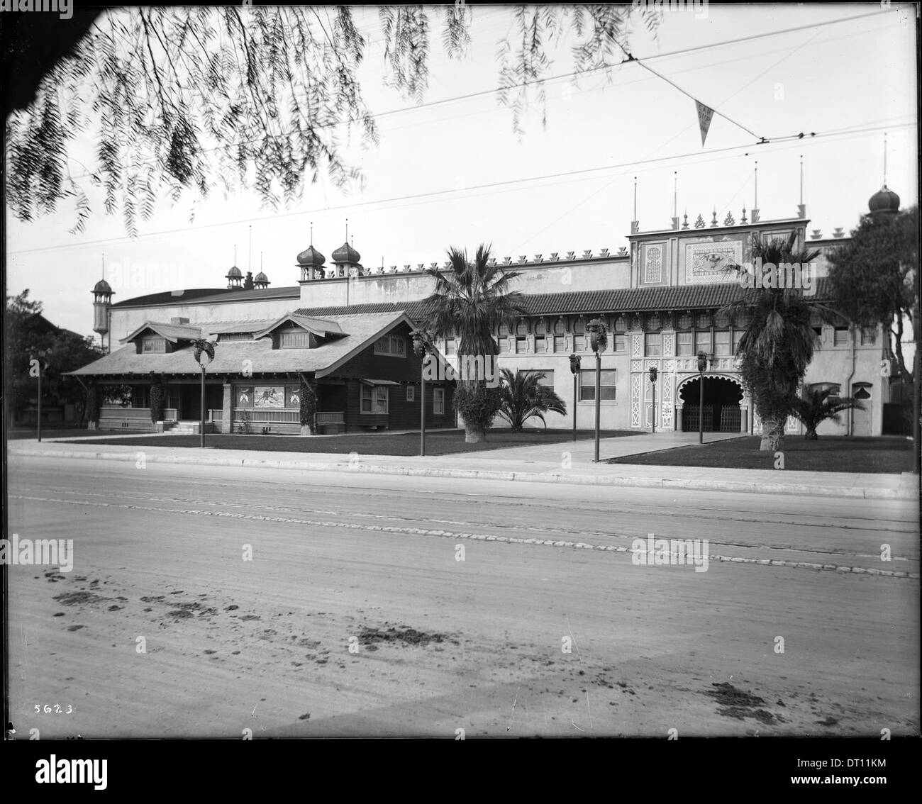 A historical photograph showing the exterior of the First Shriners ...