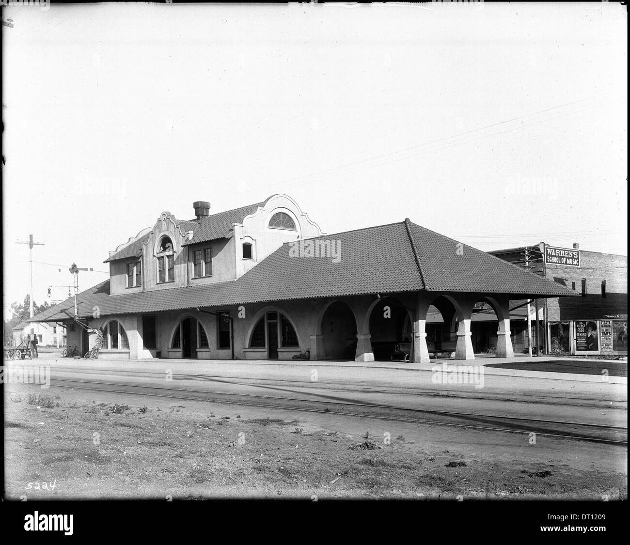 The exterior of the Pomona Railroad Station, photographed around 1906 ...
