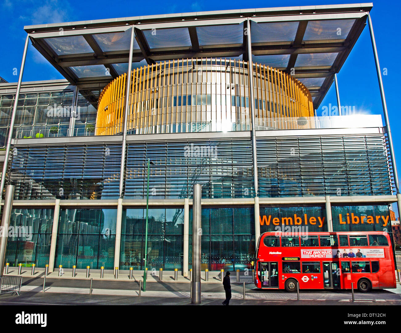 Wembley Library with double-decker bus passing, London Borough of Brent ...