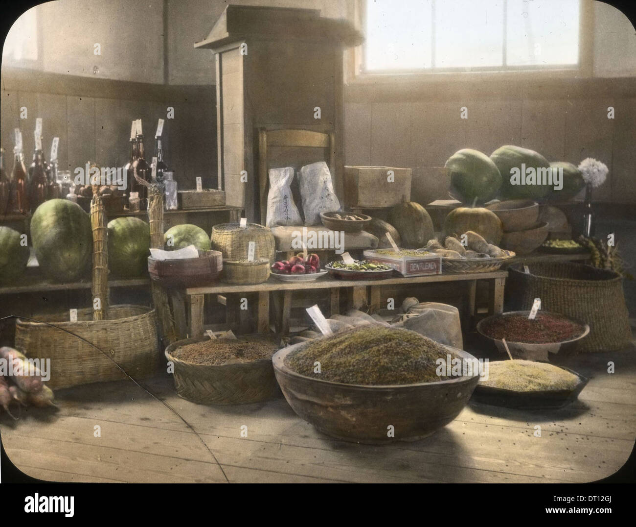 A collection of produce and various foodstuffs in Korea, captured in a ...