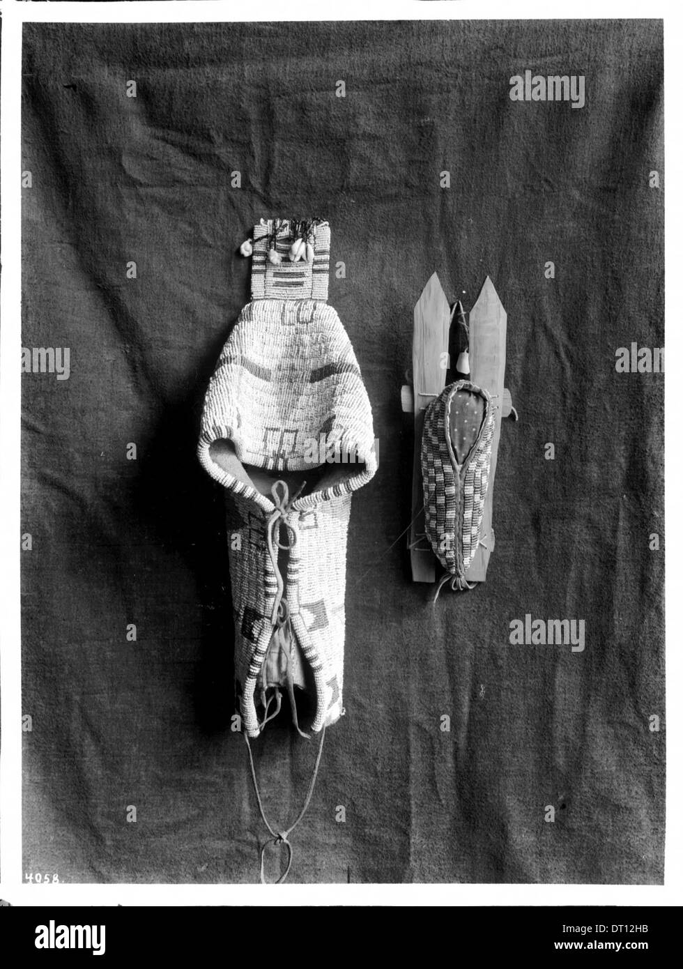 A photograph displaying two pieces of Sioux Indian beadwork from around ...