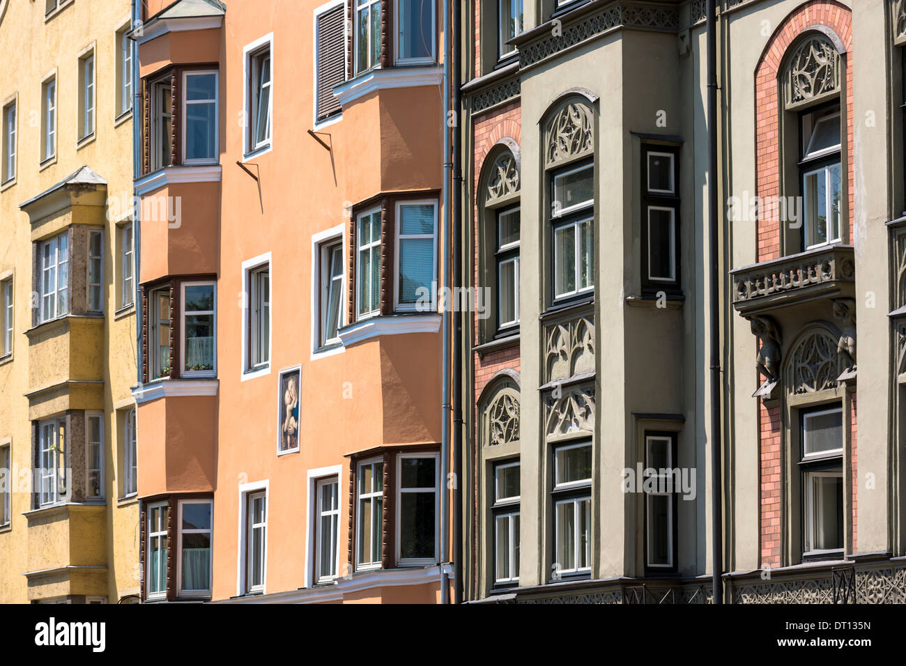 Traditional Tyrolean ornate architecture in Innsbruck in the Tyrol ...