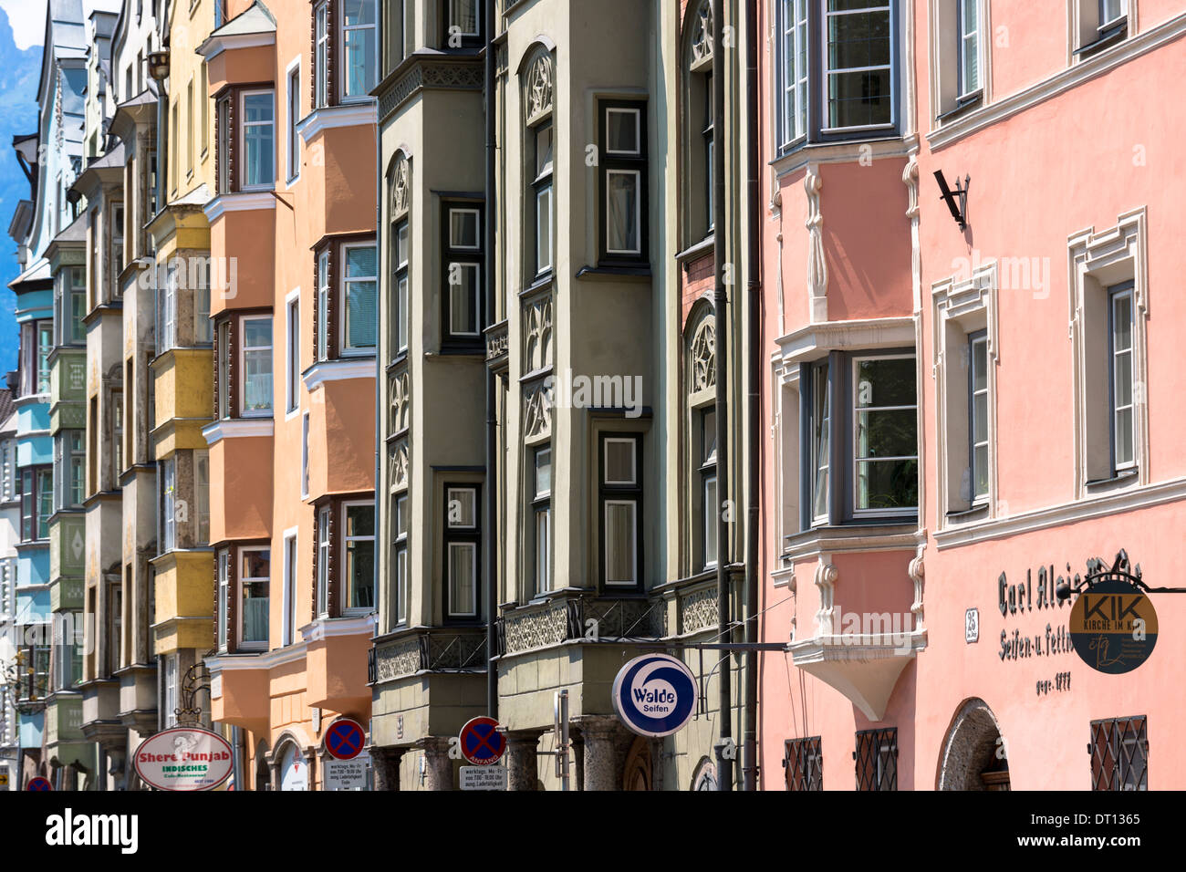 Traditional Tyrolean ornate architecture in Innsbruck in the Tyrol ...