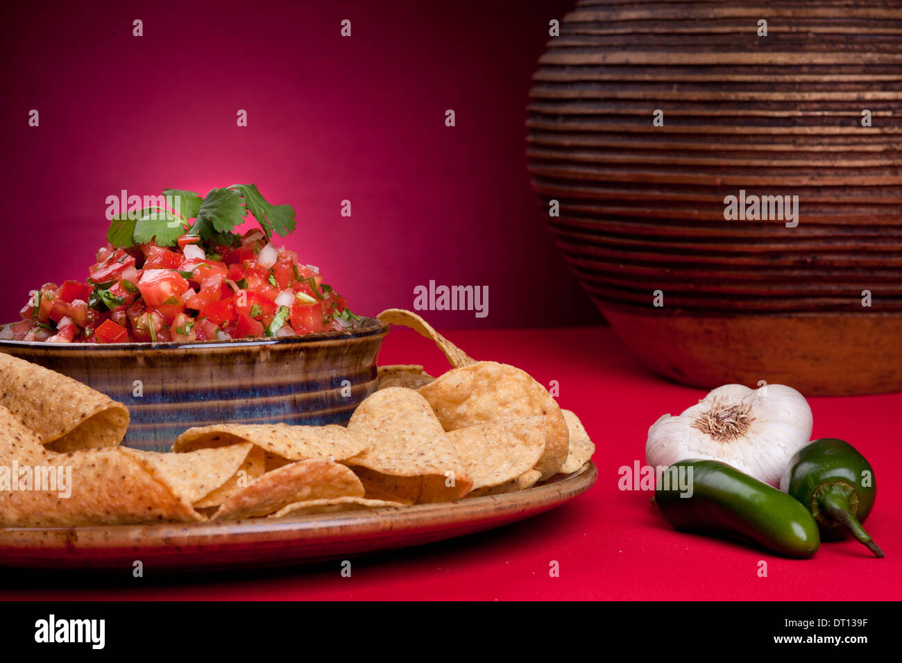 Homemade salsa with chips Stock Photo - Alamy