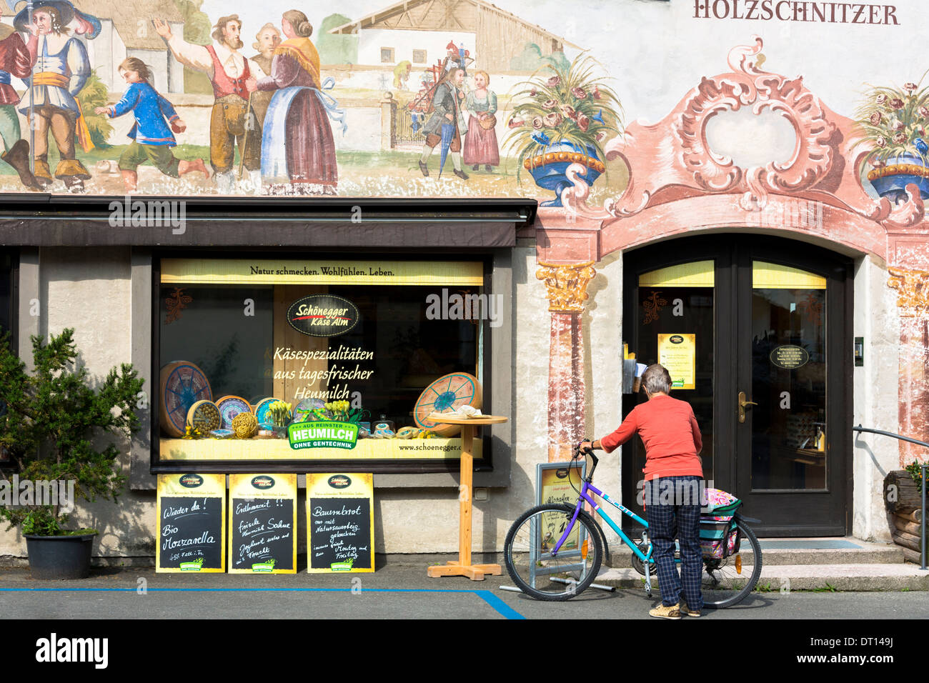 Artisan food shop selling bread and cheese in the village of ...