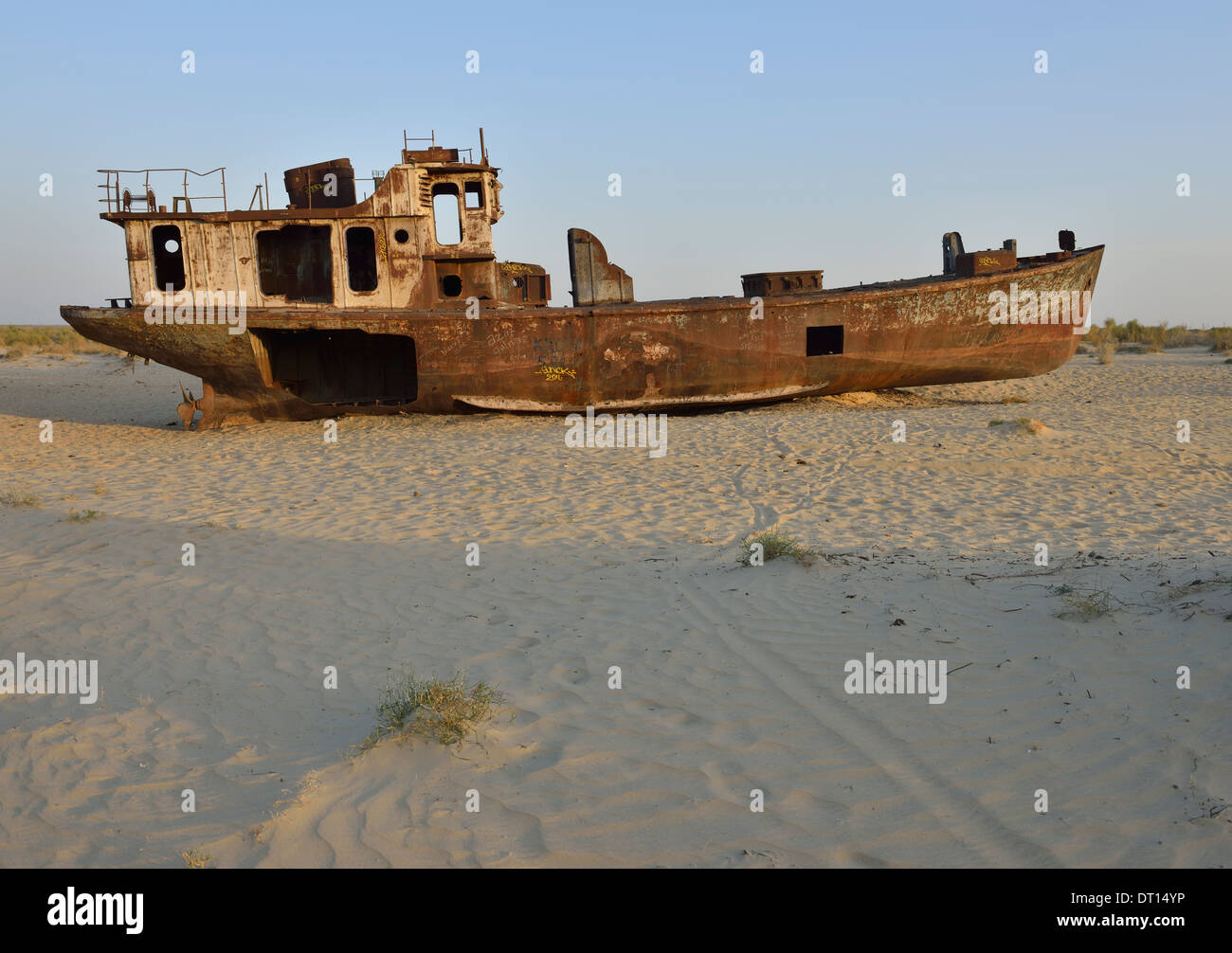 One of many rusting ships in the town of Moynaq which used to be a busy ...