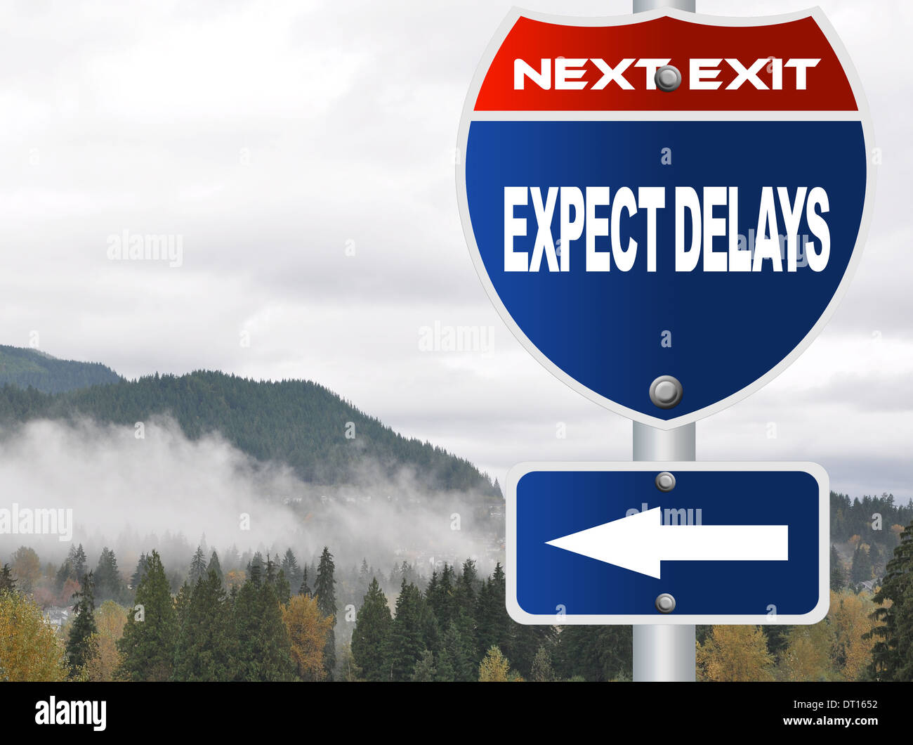 Expect delays road sign Stock Photo - Alamy
