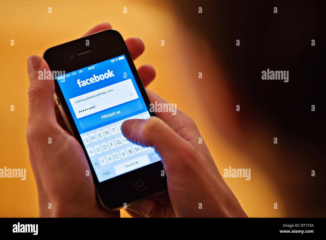 Facebook, internet, social network, screen, iPhone Stock Photo - Alamy