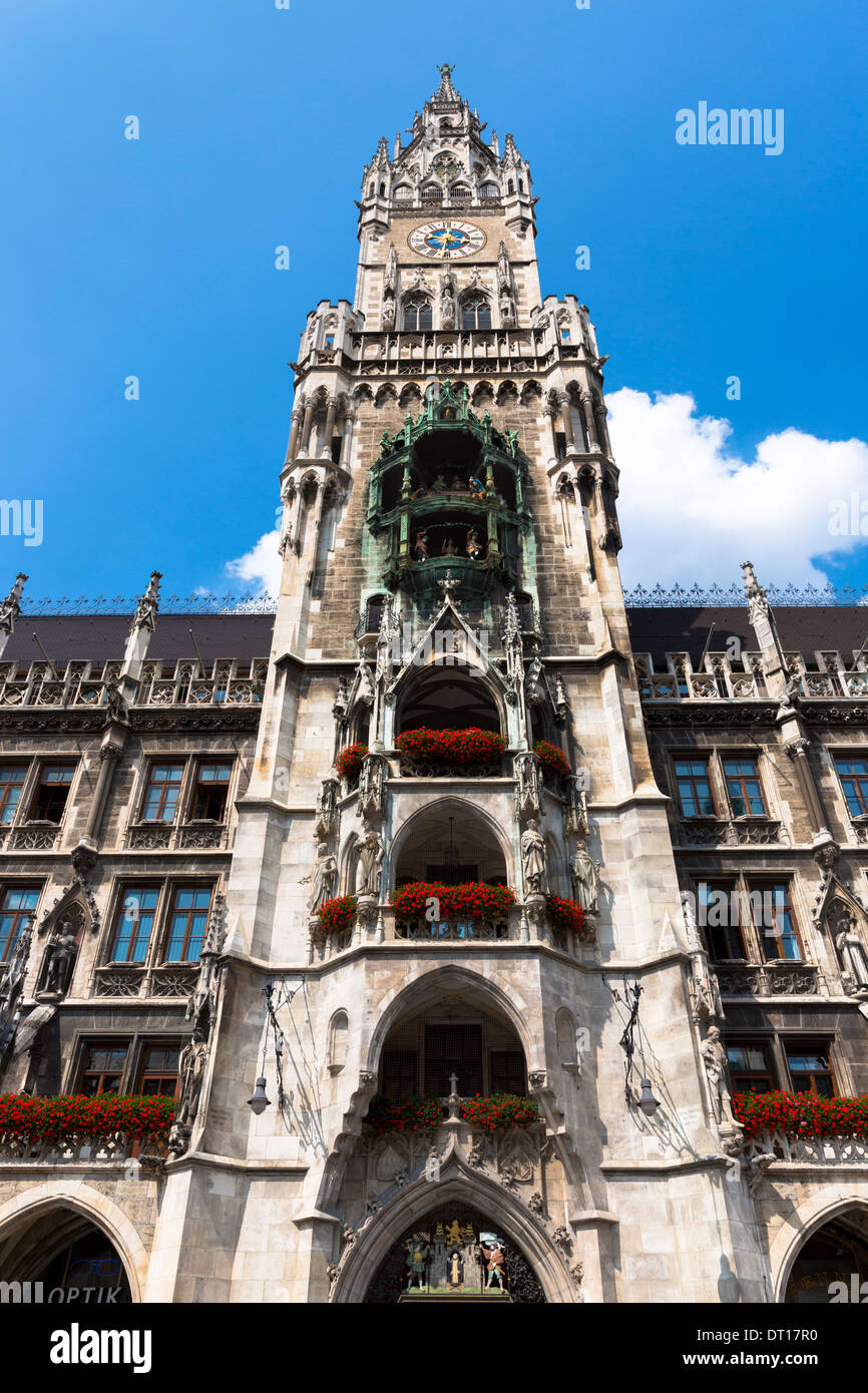 Gothic style clock tower at munich High Resolution Stock Photography ...