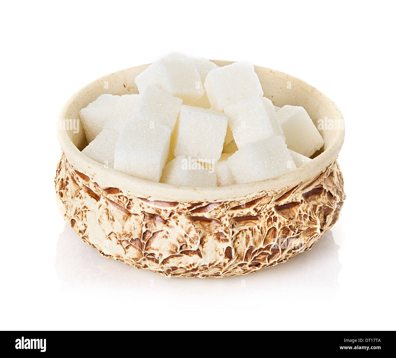 Sugar cubes in a bowl isolated on white background Stock Photo - Alamy