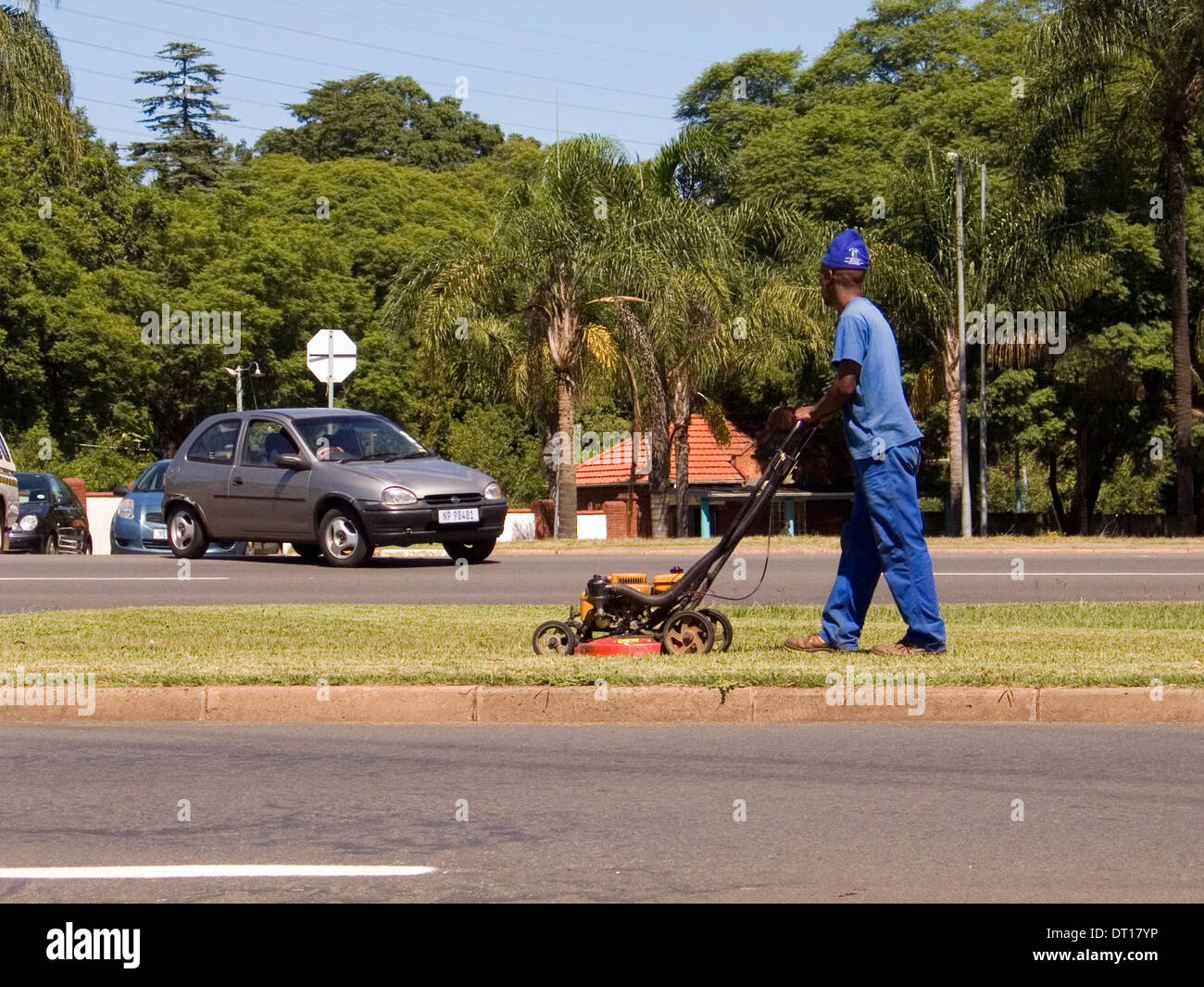 city and public park management grass cutting Stock Photo - Alamy