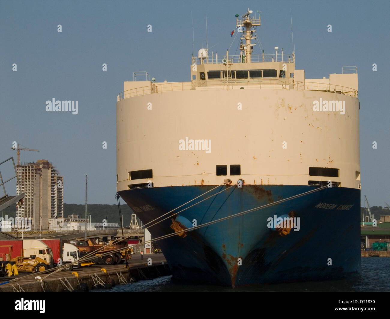 durban harbour sunset, car exports, tugs, ships Stock Photo - Alamy