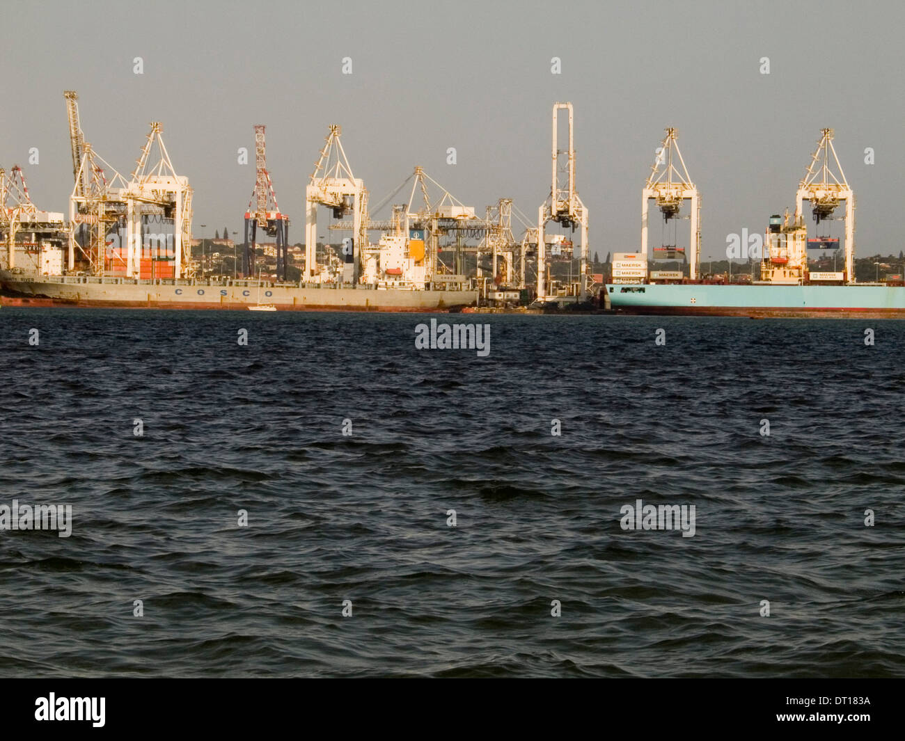 durban harbour sunset, car exports, tugs, ships Stock Photo - Alamy