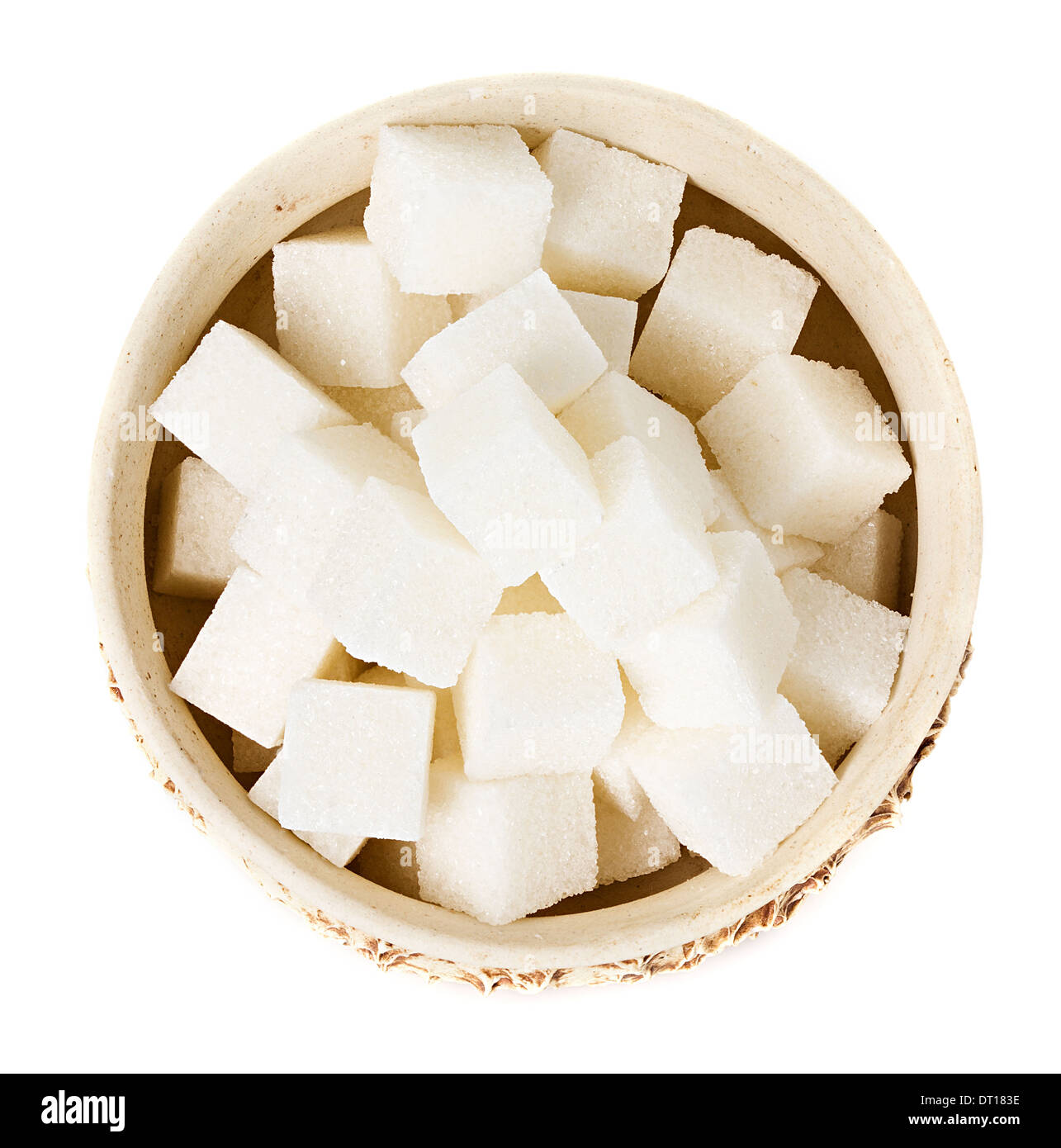 Sugar cubes in a bowl isolated on white background Stock Photo - Alamy