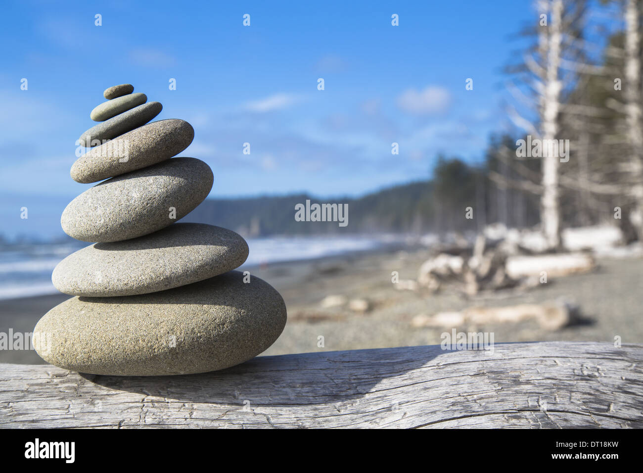 Rialto Beach Olympic National Park Washington USA. pile of balancing ...