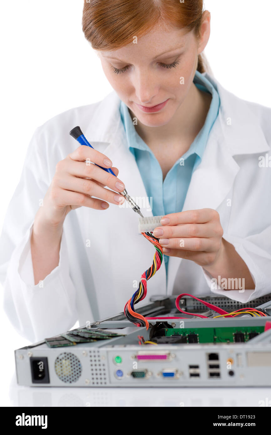 Female support computer engineer - IT woman Stock Photo - Alamy