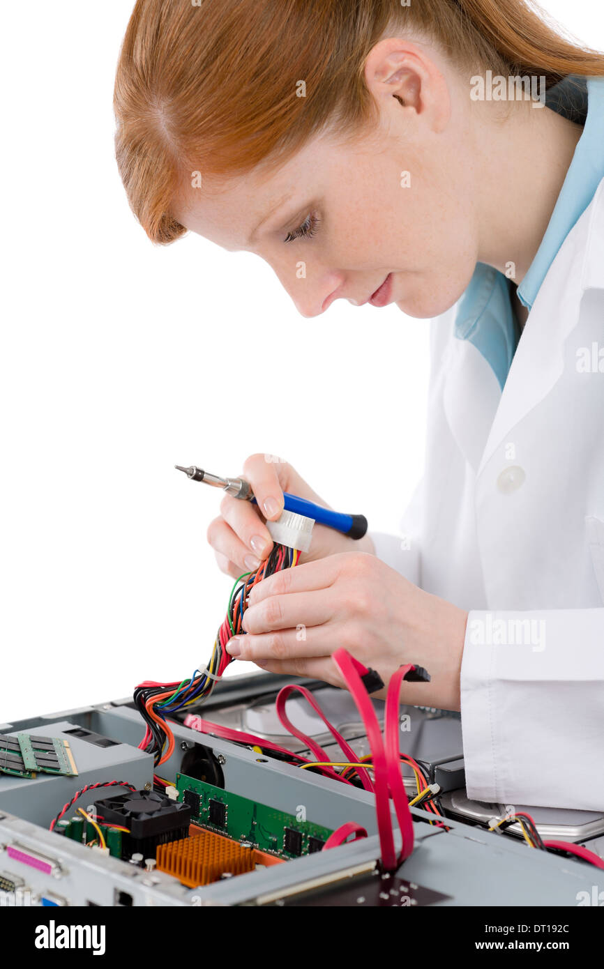 Female support computer engineer - IT woman Stock Photo - Alamy