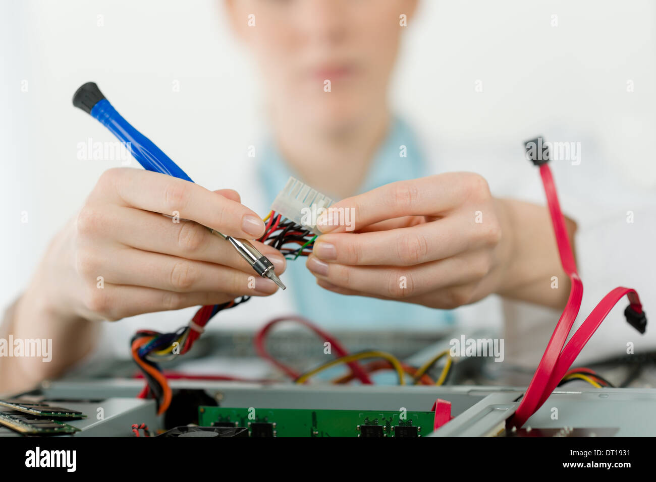 Female support computer engineer - IT woman Stock Photo - Alamy