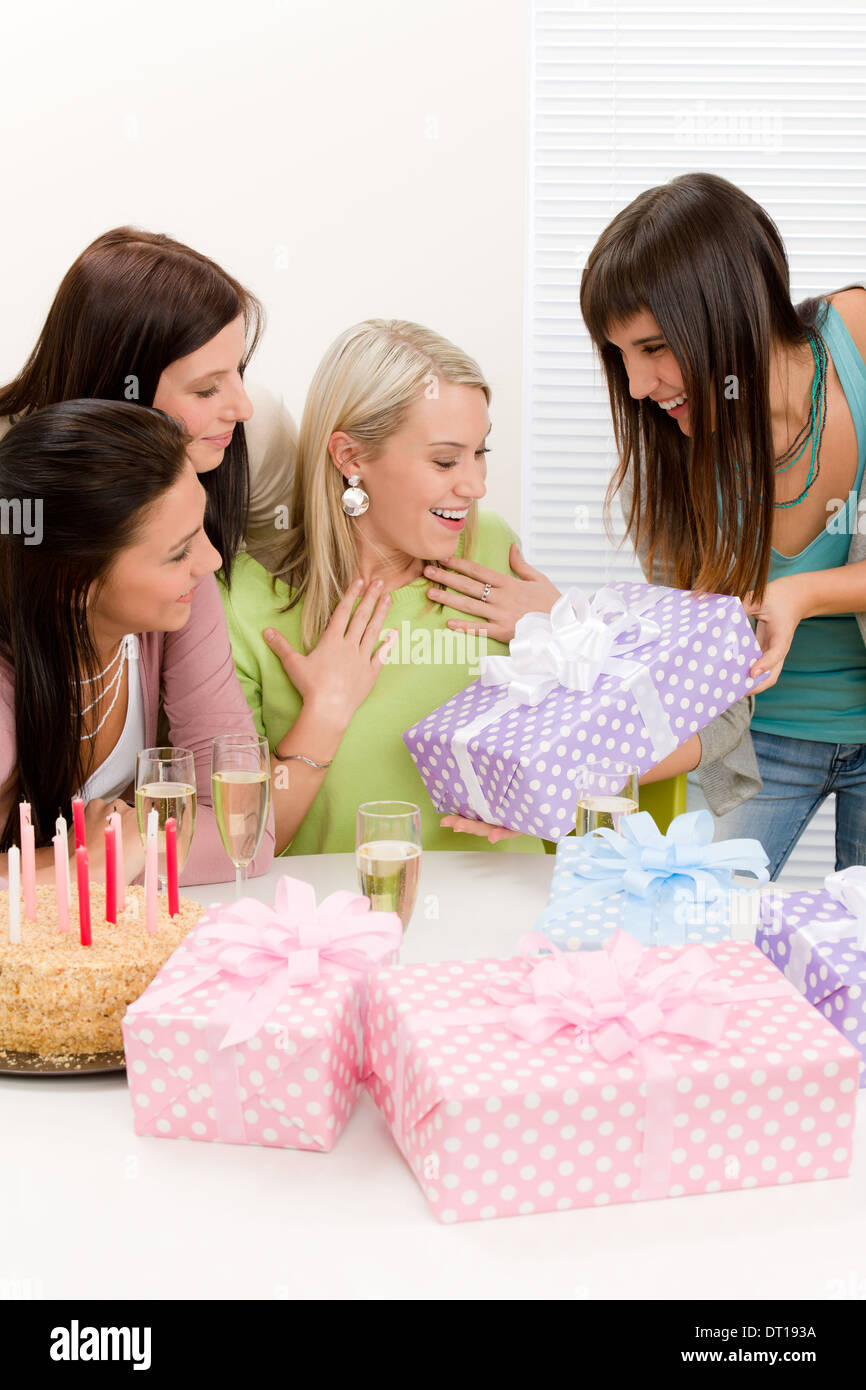 Birthday party woman getting present hi-res stock photography and ...