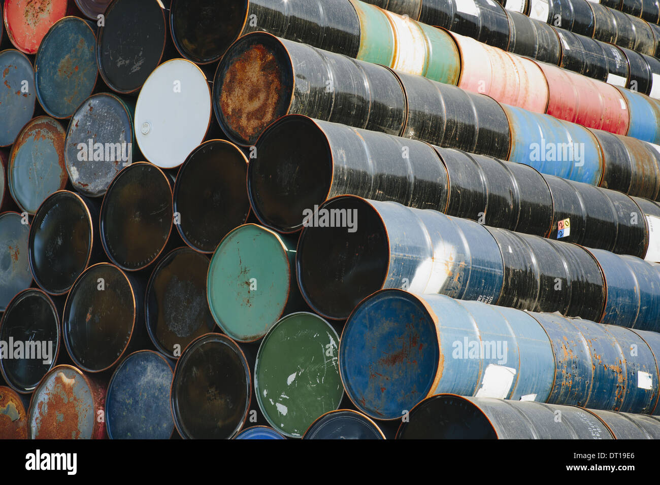 Oil barrels stacked hi-res stock photography and images - Alamy