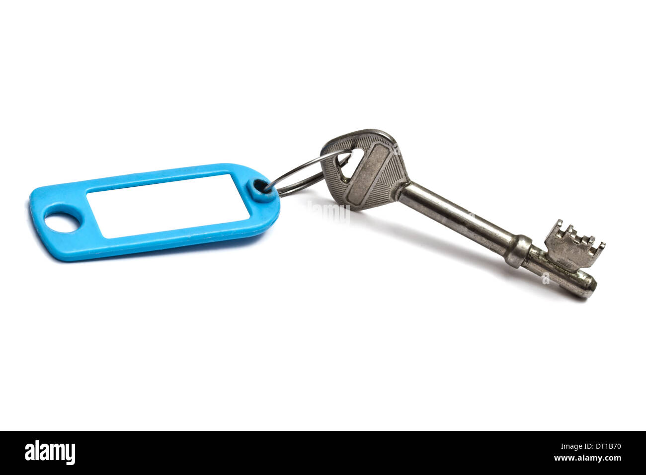 Blank tag and old key Stock Photo - Alamy