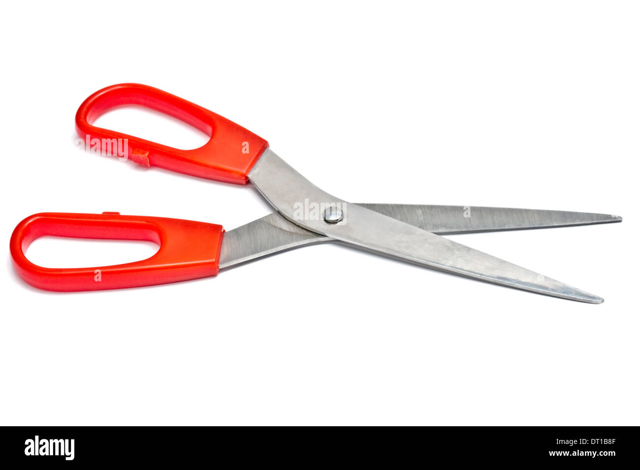 Red handled scissors Stock Photo - Alamy