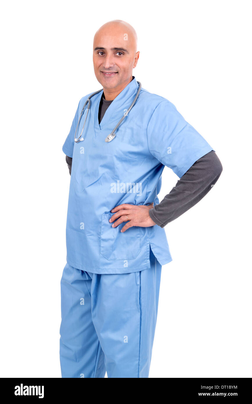 Doctor isolated against a white background Stock Photo - Alamy