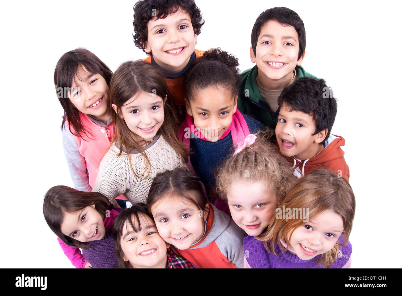 Group of children posing isolated in white Stock Photo - Alamy