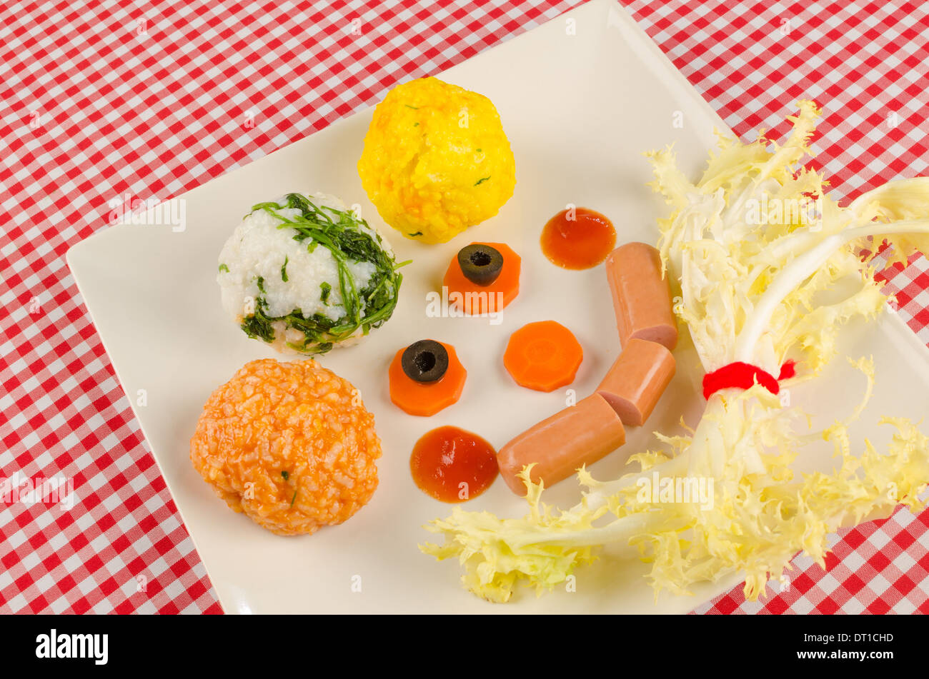 Smiling clown, kid food served in a creative way Stock Photo - Alamy