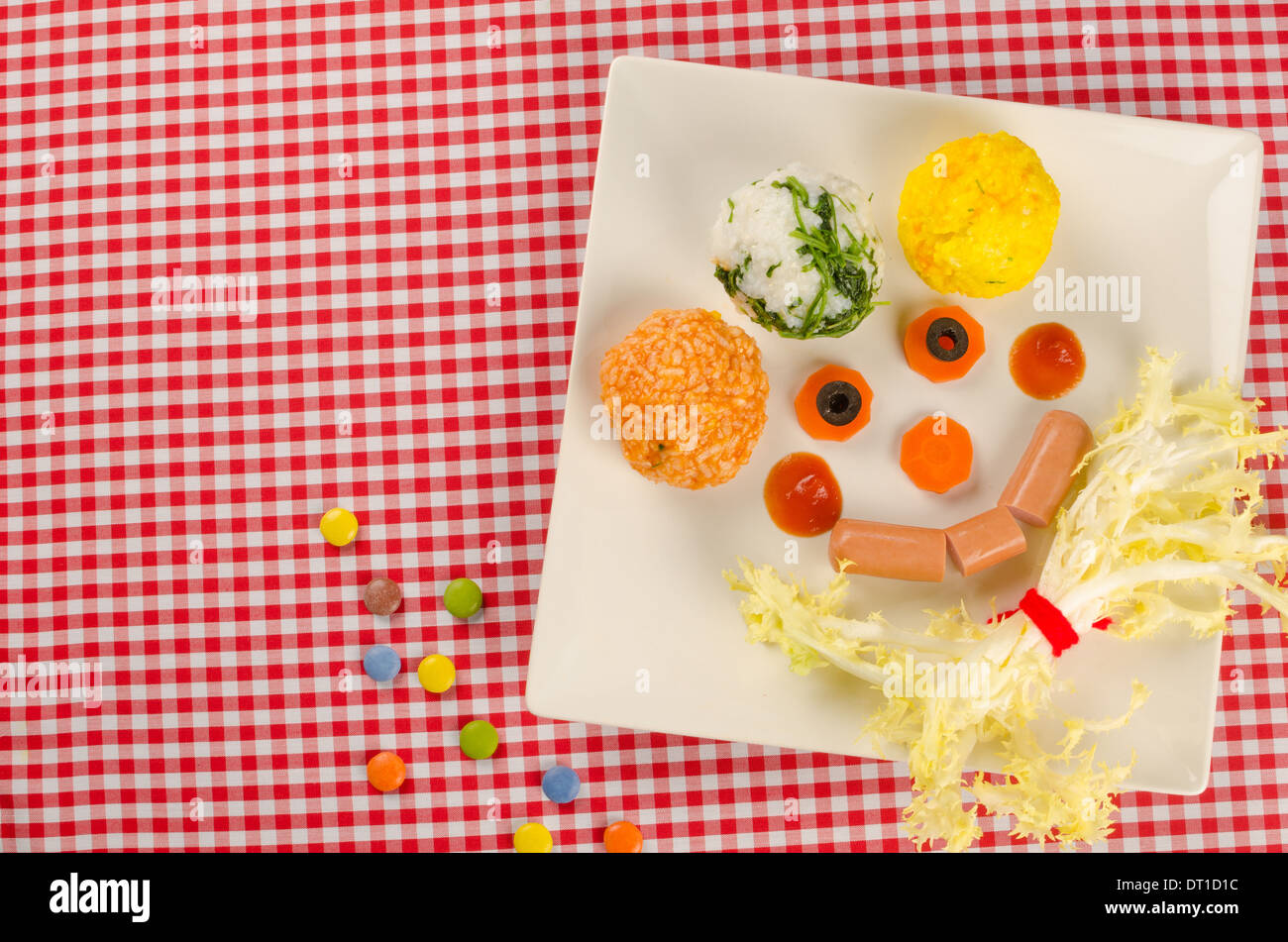 Smiling clown, kid food served in a creative way Stock Photo - Alamy
