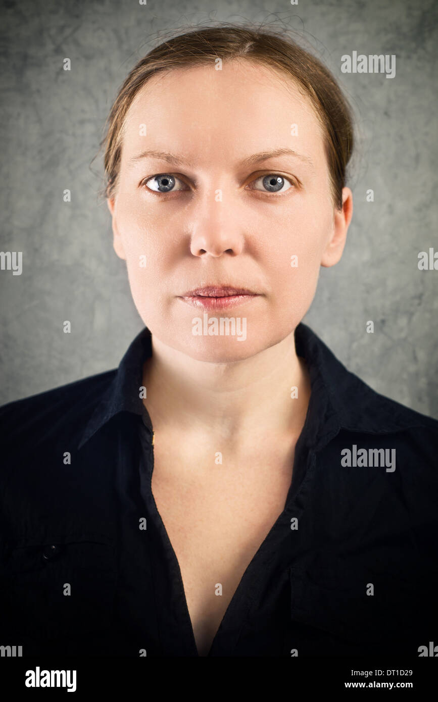 Portrait of beautiful young woman with blue eyes without make up Stock ...