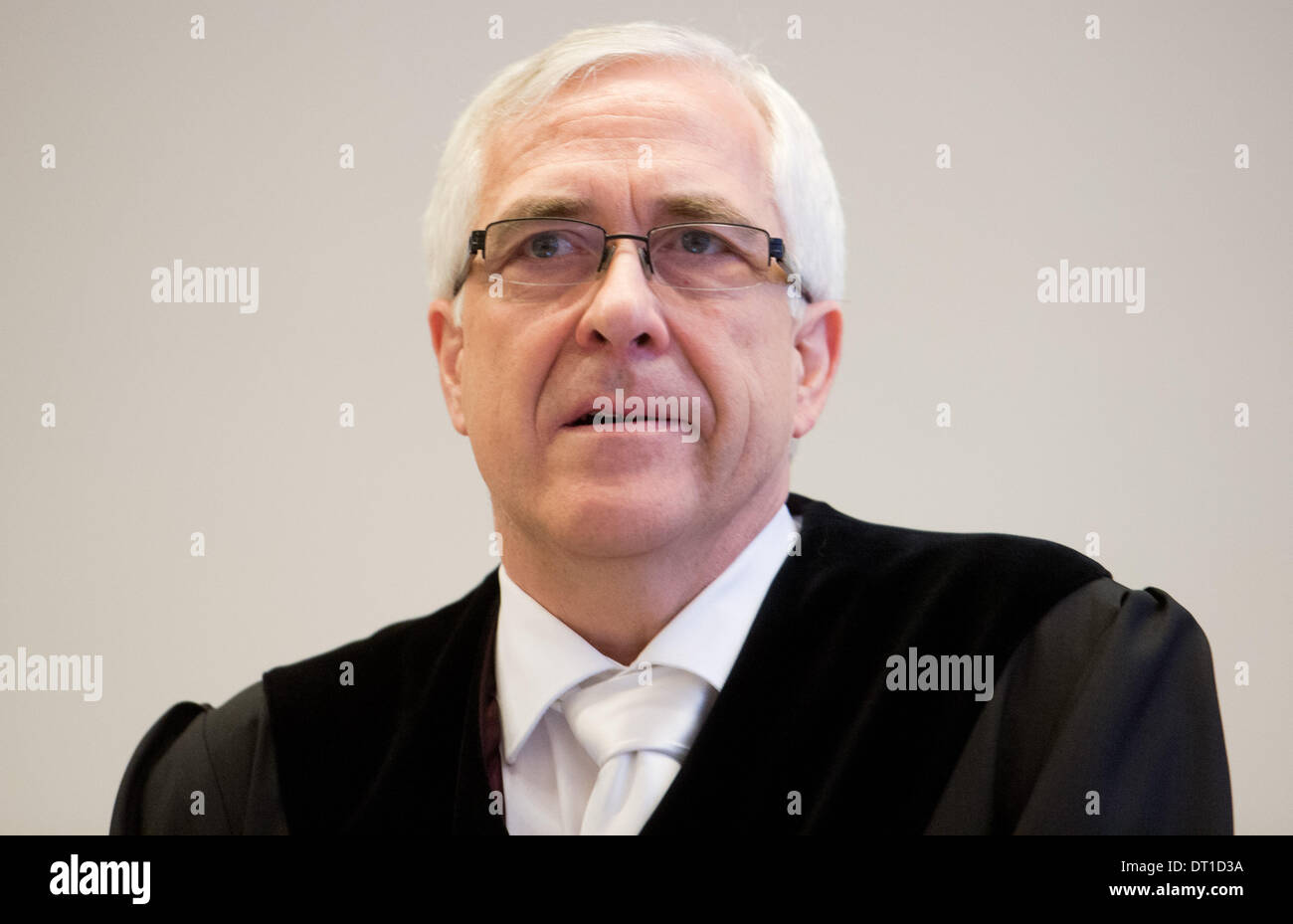 Hanover, Germany. 06th Feb, 2014. Presiding judge Frank Rosenow stands ...