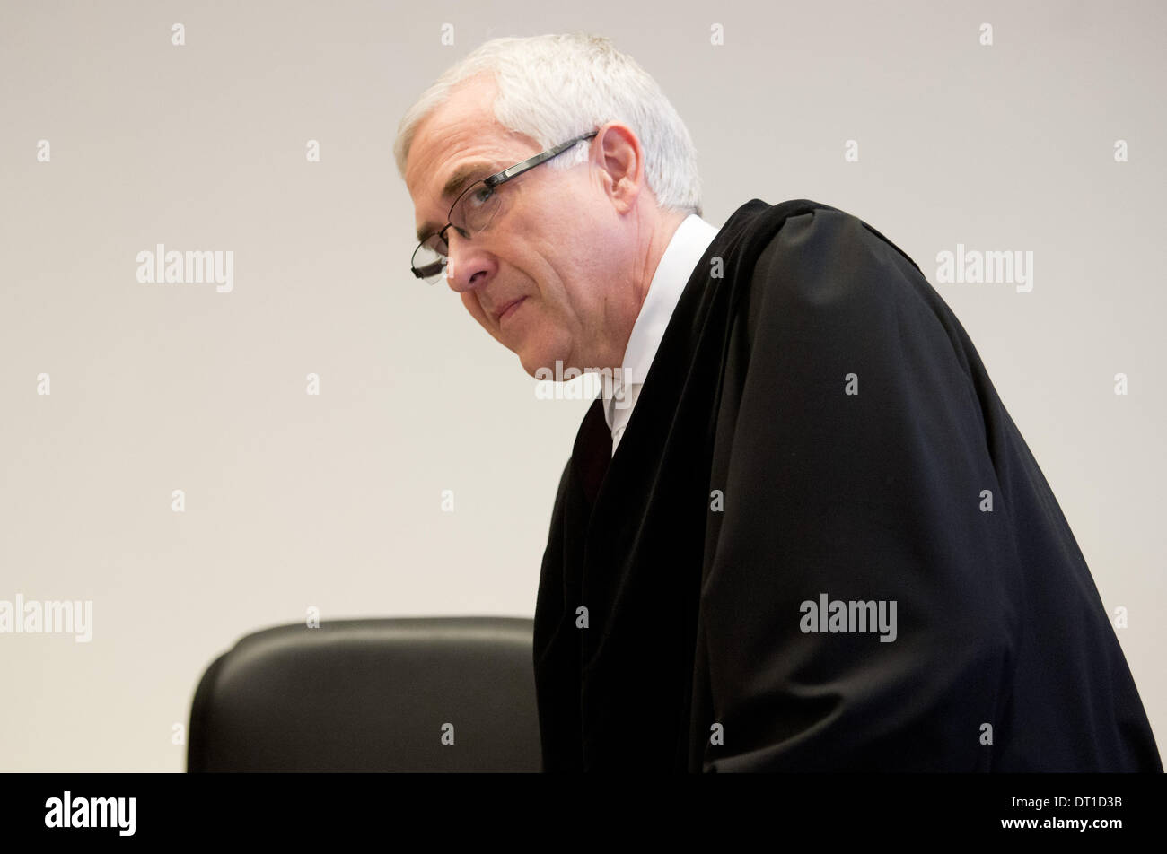 Hanover, Germany. 06th Feb, 2014. Presiding judge Frank Rosenow stands ...
