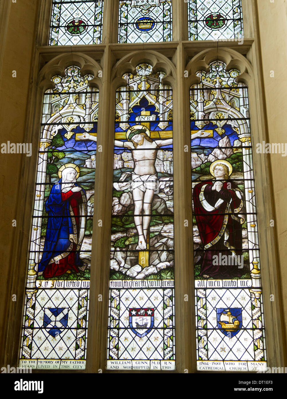 Stained Glass window depicting Christ on the cross in Rochester ...