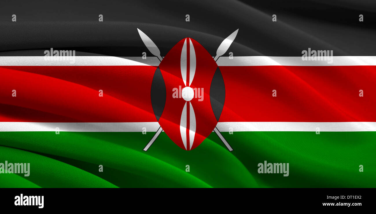 Flag of Kenya waving in the wind Stock Photo - Alamy