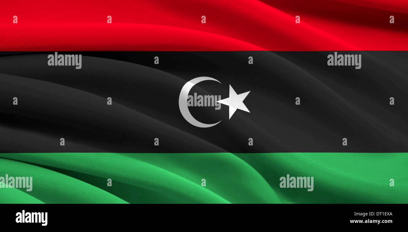 Libya flag waving in wind hi-res stock photography and images - Alamy