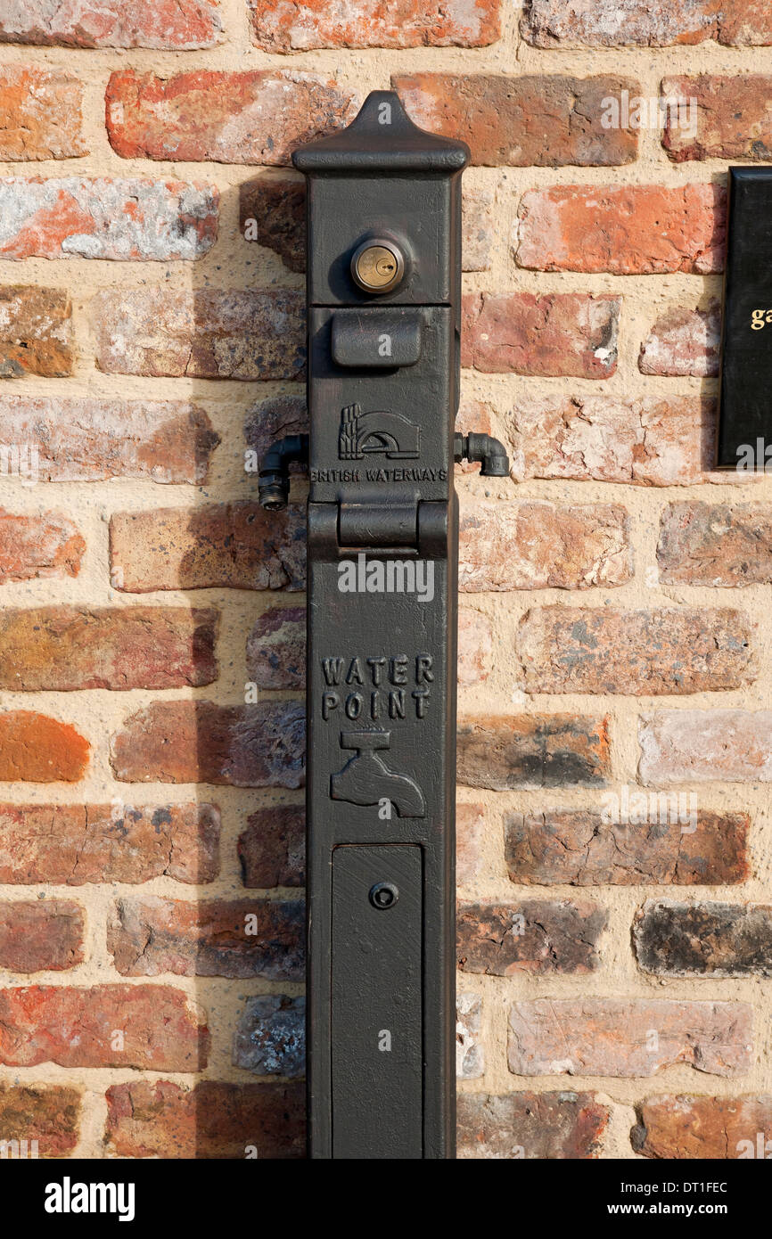 Close up of water point tap supply for boat users on the River Ouse ...