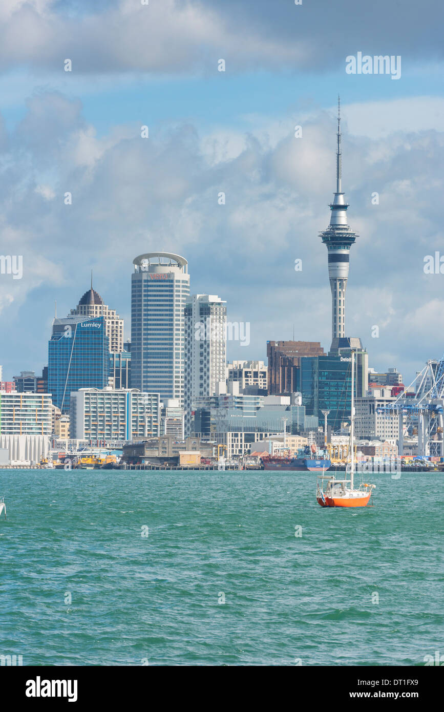 Auckland skyline, Auckland, North Island, New Zealand, Pacific Stock ...