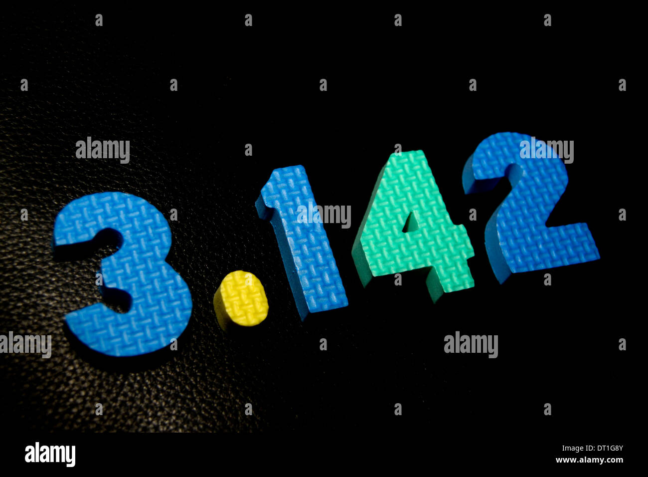 Value of Pi 3.142 in plastic cutout coloured numbers Stock Photo - Alamy
