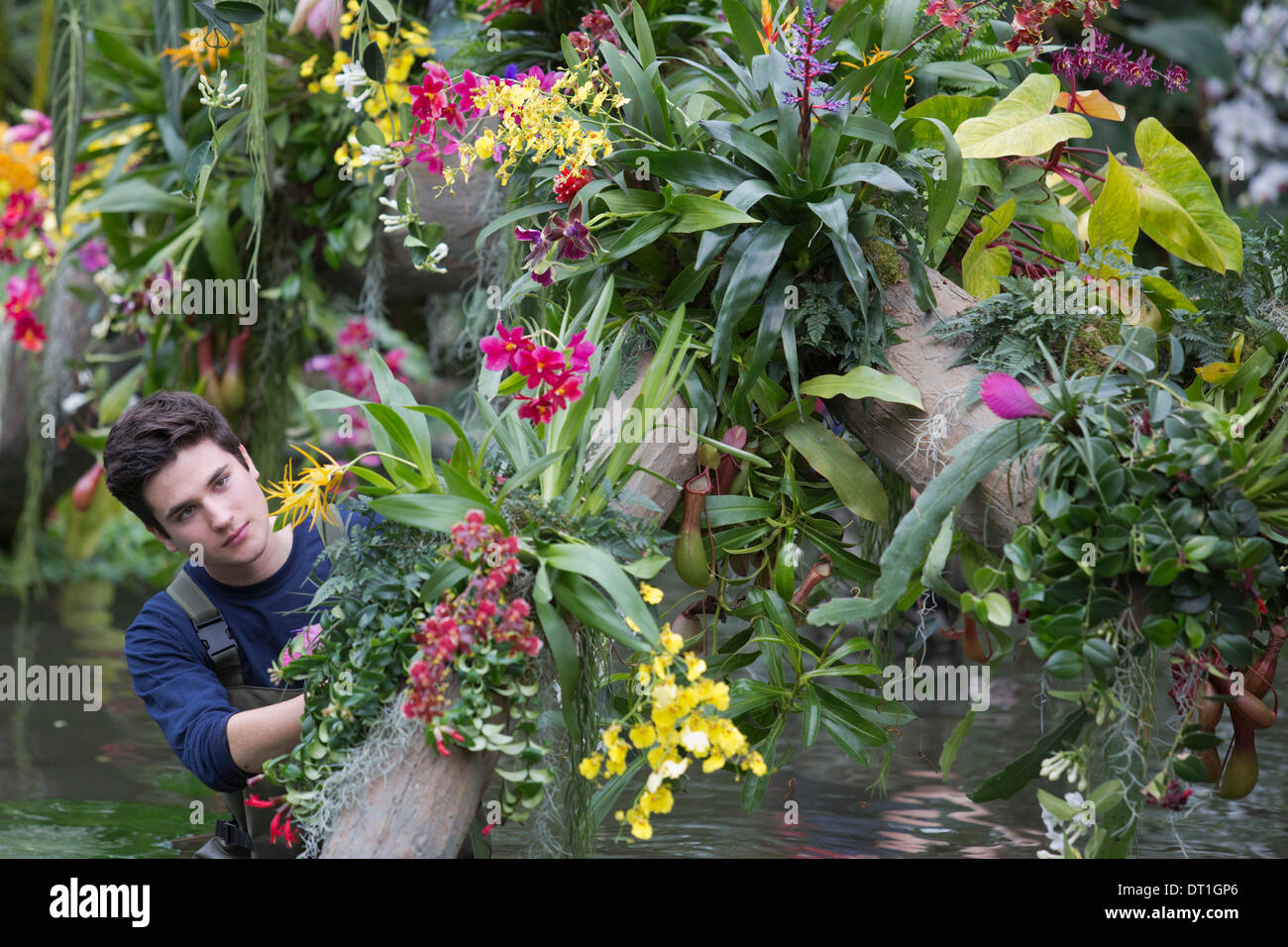 London, UK. 6 February 2014. Picture: Horticulturist Alex De Hoyle at ...
