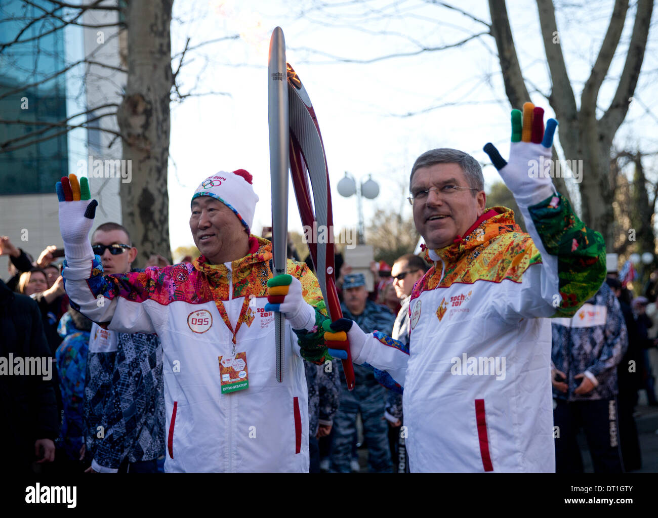 Sochi, Russia. 06th Feb, 2014. IOC President Thomas Bach (R) of Germany ...