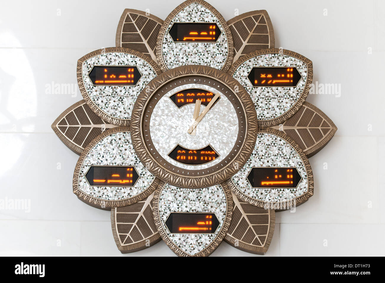 Ornate prayer clock, Sheikh Zayed Mosque, Abu Dhabi, United Arab ...