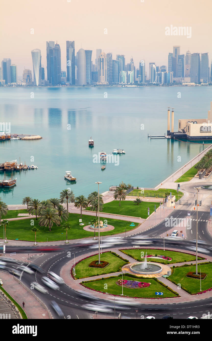 Doha west bay roundabout hi-res stock photography and images - Alamy