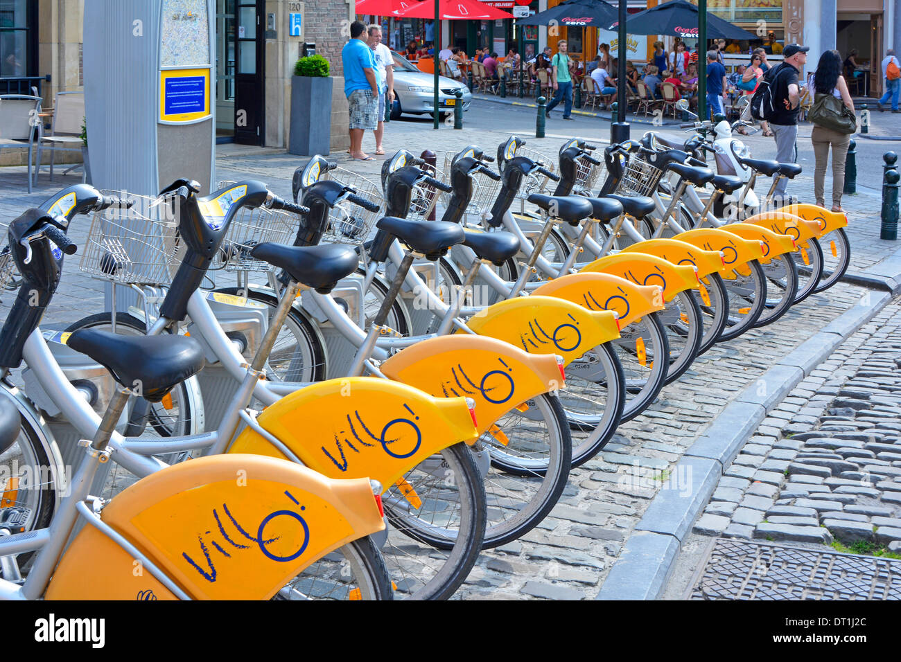 Villo rent a bike docking station full of bicycles for hire close to ...