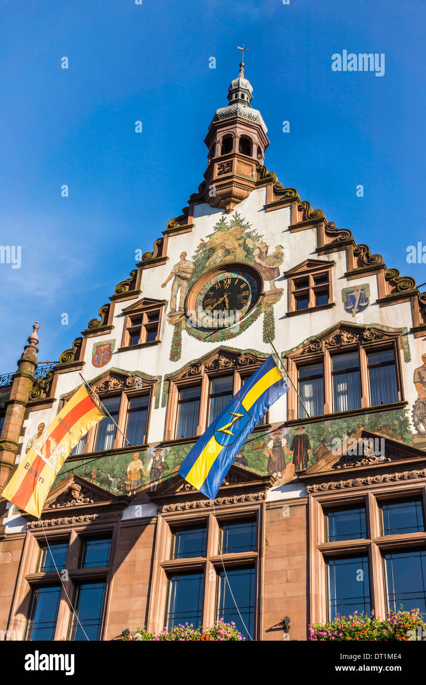 facade of the city hall of wolfach, wolfach, black forest, baden ...