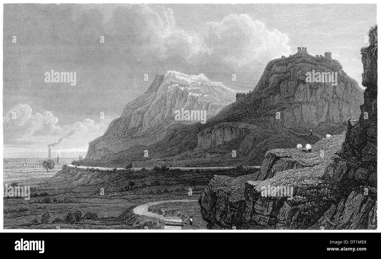 An engraving entitled "Remains of Dyserth Castle, Flintshire" scanned ...