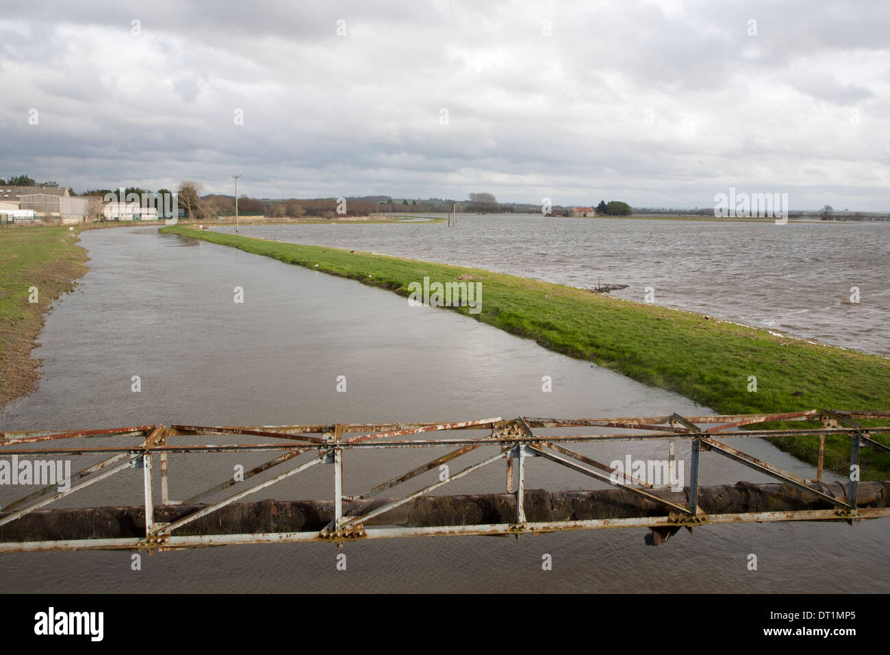 River Yeo floodplain water near Huish Episcopi, Langport, Somerset ...